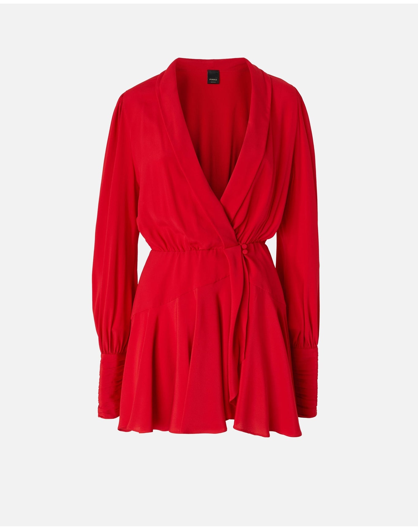 Plunging-Neck Silk-Blend Mini Dress | Salsa Red