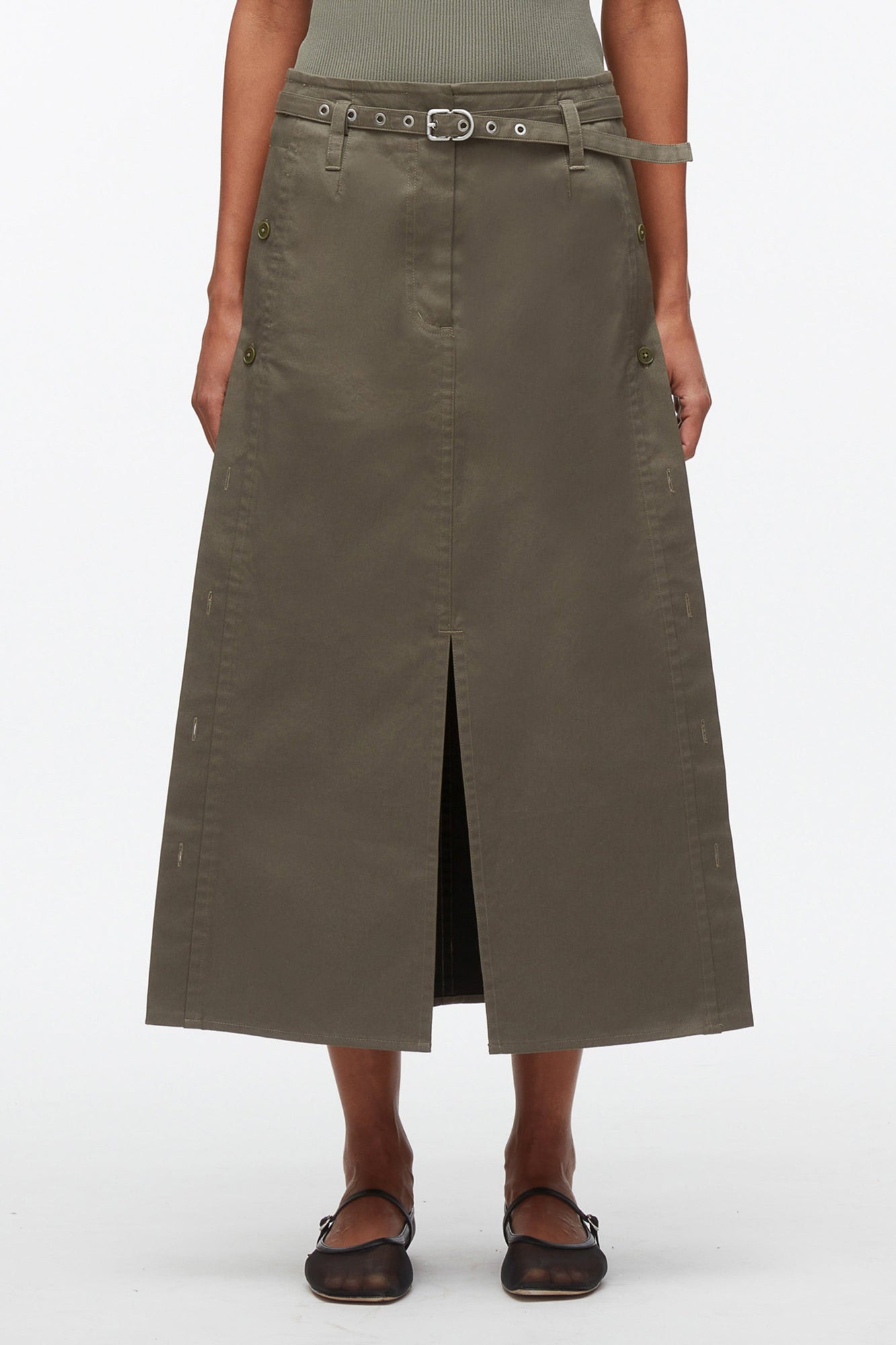3.1 Phillip Lim | Buttoned Side Utility Skirt | Army